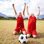 Practicing their goal-scoring celebrations | Buy Stock Photo on ...