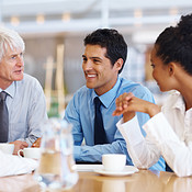 Business team having happy conversation | Buy Stock Photo on ...