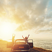 Cheering on the sun | Buy Stock Photo on PeopleImages, Picture And ...