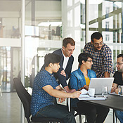 Bouncing ideas off of one another | Buy Stock Photo on PeopleImages ...