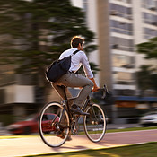 Getting some exercise on the way to work | Buy Stock Photo on ...