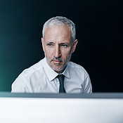 You can always find him behind his monitor | Buy Stock Photo on ...