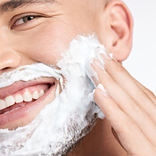 Making a shaving cream beard | Buy Stock Photo on PeopleImages, Picture ...