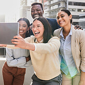 Time for a team selfie | Buy Stock Photo on PeopleImages, Picture And ...