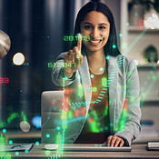 Touchscreen technology, ui and ux with a finance manager, trader or ...