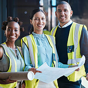 Architecture business teamwork in office construction. Engineering ...