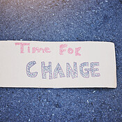 Climate change, poster or billboard banner on protest cardboard sign ...