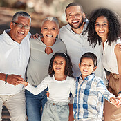 Black family in a park portrait for summer holiday, outdoor wellness ...
