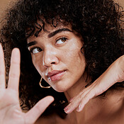 Black woman, skincare and wellness with facial, wellness and skin ...