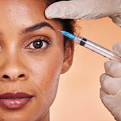 Black woman, cosmetics injection and beauty, facial aesthetics and ...
