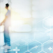 Doctor, futuristic overlay and hospital teamwork for wellness ...