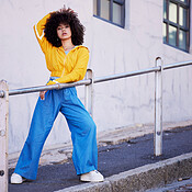 Black woman, urban fashion and beauty with portrait in city in street ...