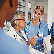 Group of doctors, planning and management hospital for workflow ...