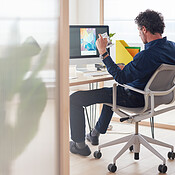 Businessman using computer graphic designer brainstorming creative ...