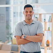 Businessman, ceo and corporate worker with success and face in Los ...