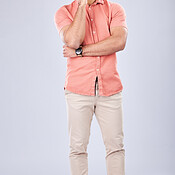 Thinking, idea and portrait of man on a white background with ...