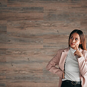 Thinking, business woman and studio idea for person contemplating plan ...