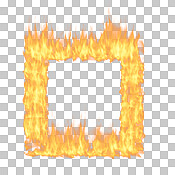 Shape, flames and fire effect in a square isolated on a transparent png ...