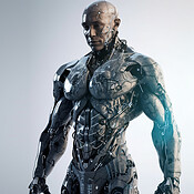 AI technology, sci fi and cyborg man, futuristic robot or fantasy ...