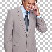 Stress, anxiety and headache of sad ceo upset thinking of career ...