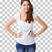 PNG gorgeous young woman smiling with her hands on her hips | Buy Stock ...