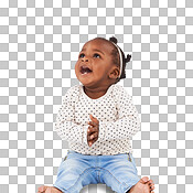 African, children and cute with a girl baby isolated on a transparent ...
