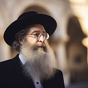 Prayer, jewish and senior with old man in city for worship, holy and ...