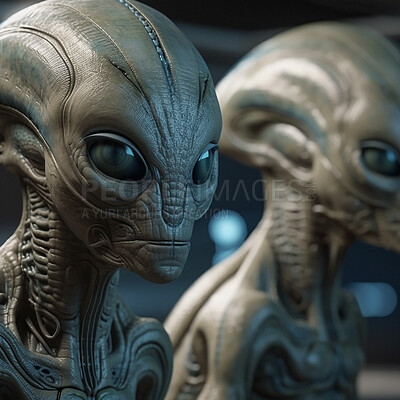 Alien attack or abduction or in a UFO space ship, visitor or scary ...