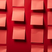 Red sticky notes. Design post it for work memo reminders, business ...