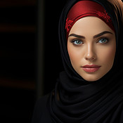Portrait of beautiful muslim woman. Dark backdrop. Religion concept ...