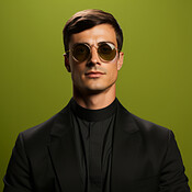 Studio portrait of young priest wearing glasses on backdrop. Religious ...