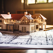 3d model of big house on floor plans in architecture studio ...