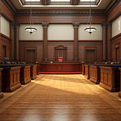 Empty Courtroom, Supreme Court of Law and Justice Trial. Wooden ...