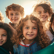 Happy children with country flag. Symbol for patriotism, freedom, and ...