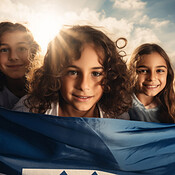Happy children with Israel flag. Symbol for patriotism, freedom, and ...