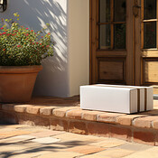 Delivered parcel on doorstep. Delivery concept. | Buy Stock Photo on ...