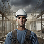 Civil engineer or professional building constructor on a construction ...