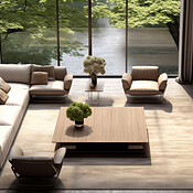 Spacious lounge are. Beautiful views. Modern interior design concept ...