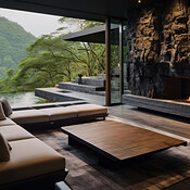 Spacious lounge are. Beautiful views. Modern interior design concept ...