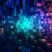 Abstract, crystal and iridescent coloured squares render for wallpaper ...