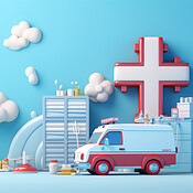 Ambulance, emergency response and lifesaving transport. Dynamic, urgent ...