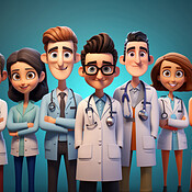 3D doctor, medical concept and modern healthcare. Professional, dynamic ...