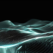 Abstract, digital and background waves. Wallpaper, futuristic and ...