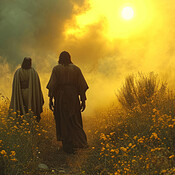 Background, christ and Jesus with devil, silhouette, and satan for ...