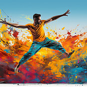 Dancer, illustration and vivid colors. Energetic, expressive and lively ...