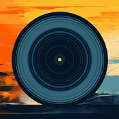 Vinyl record, abstract art and vibrant colors in musical expression ...