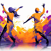 Dancer, illustration and vivid colors. Energetic, expressive and lively ...