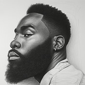 Portrait, sketch and drawing of a black man for artist inspiration ...