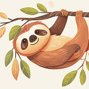 Sloth, illustration and digital art of an animal isolated on a ...