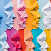 Abstract, face shape or creative design in the style of paper for ...